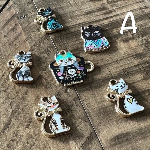 Hand Crafted | Office | 6pc Cat Charms 3 Different Sets Perfect For ...